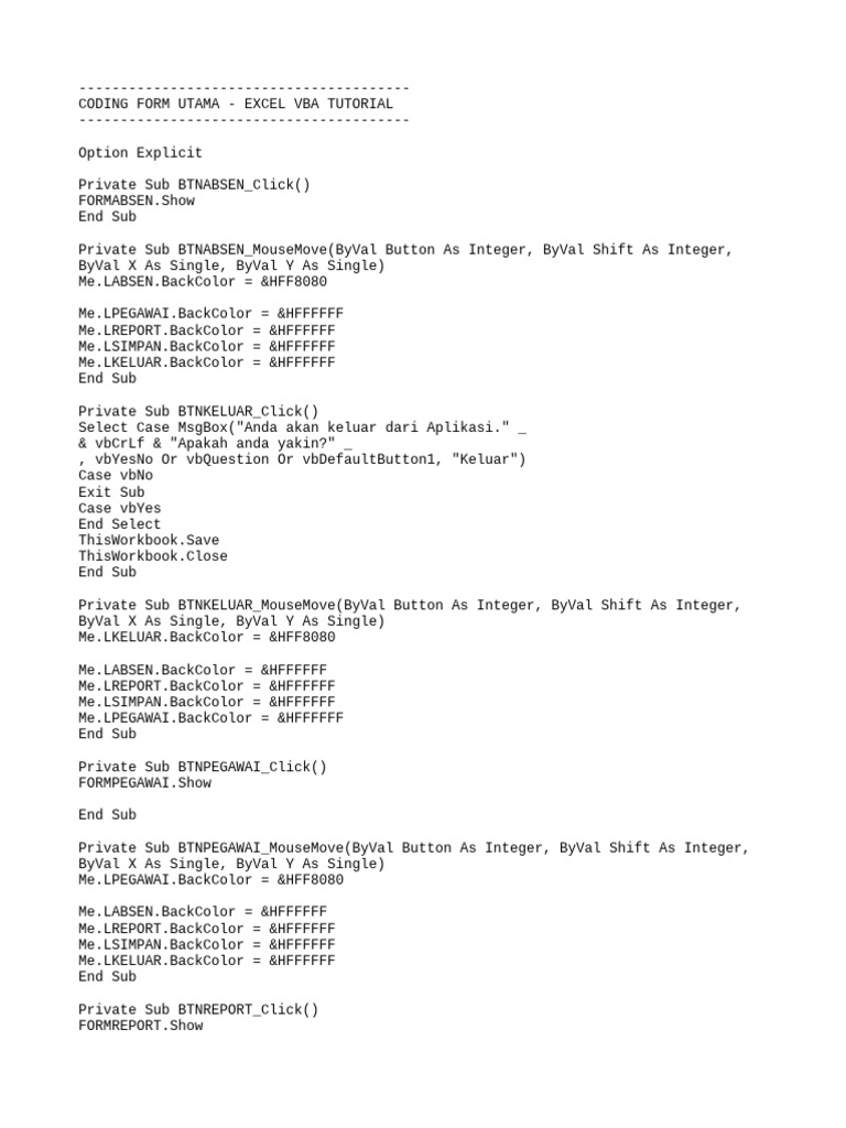 Coding Form Utama | PDF