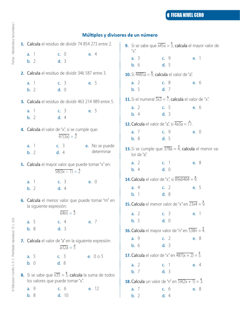 F0 Multiplos y Divisores de Un Numero | PDF