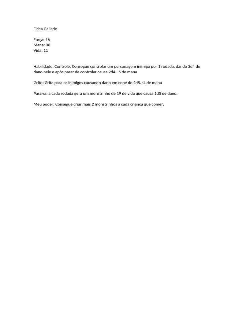 Ficha Gallade | PDF Ficha Gallade | PDF
