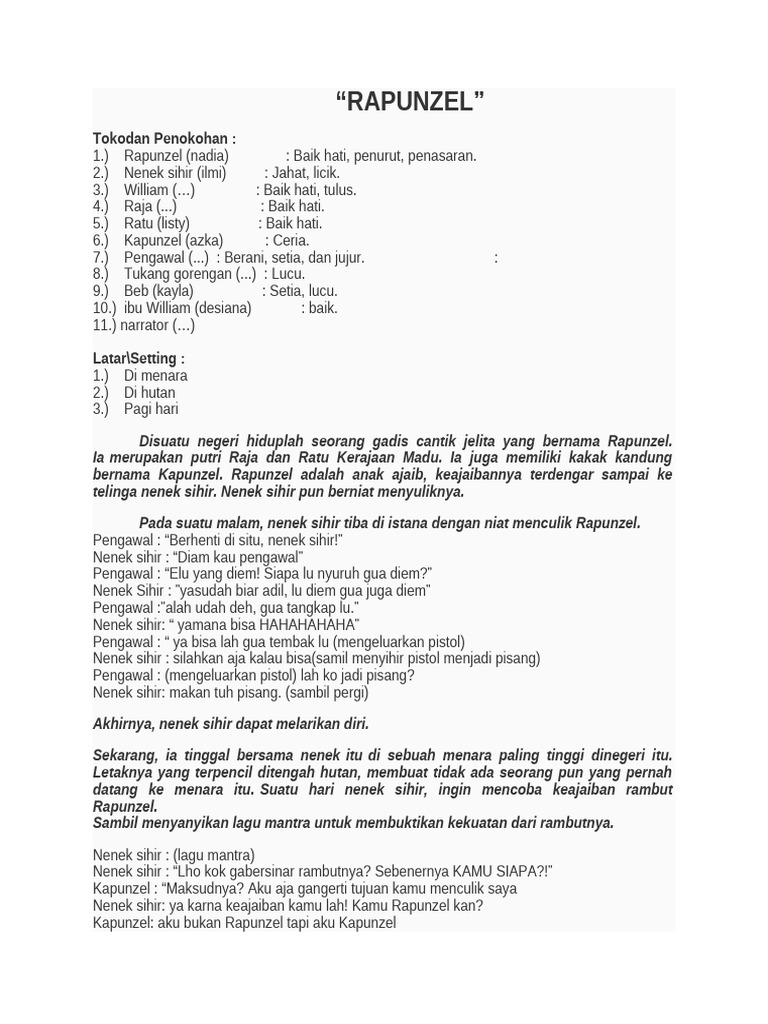Naskah Drama Rapunzel | PDF