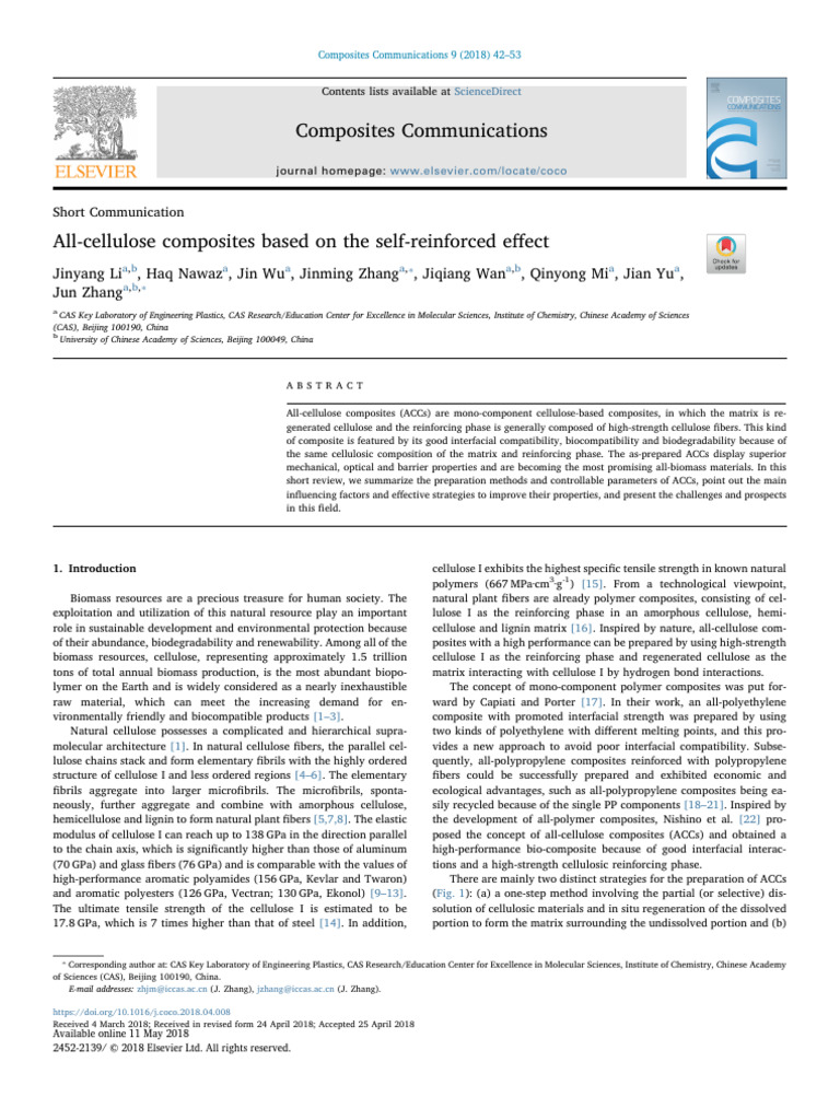 All Cellulose Composites Based On The Self Reinfor 2018 Composites ...