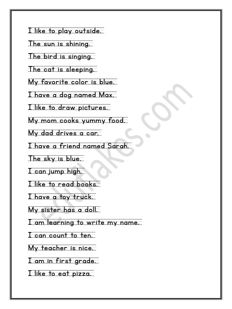 300 Early Reading Sentences for Kids | PDF