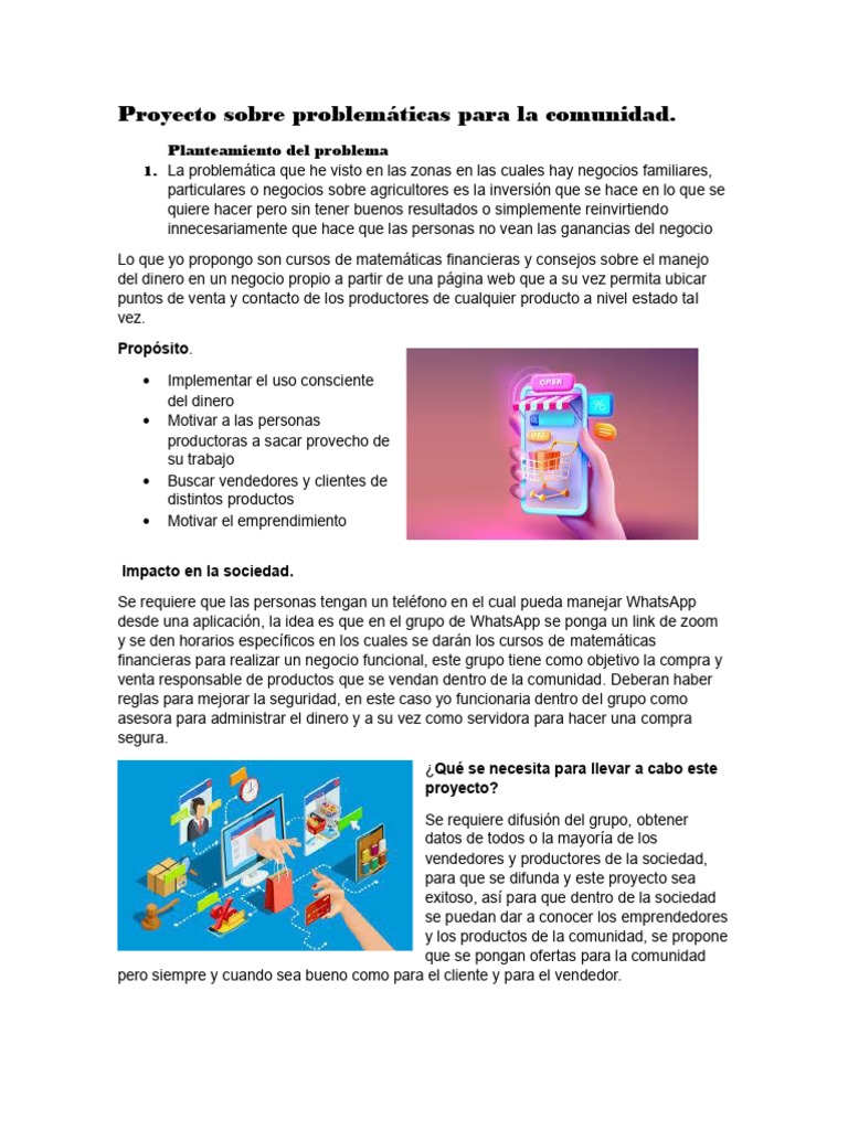 Proyecto Sobre Problemáticas para La Comunidad | PDF