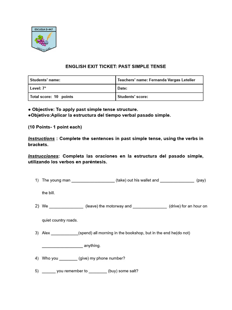 English Exit Ticket | PDF