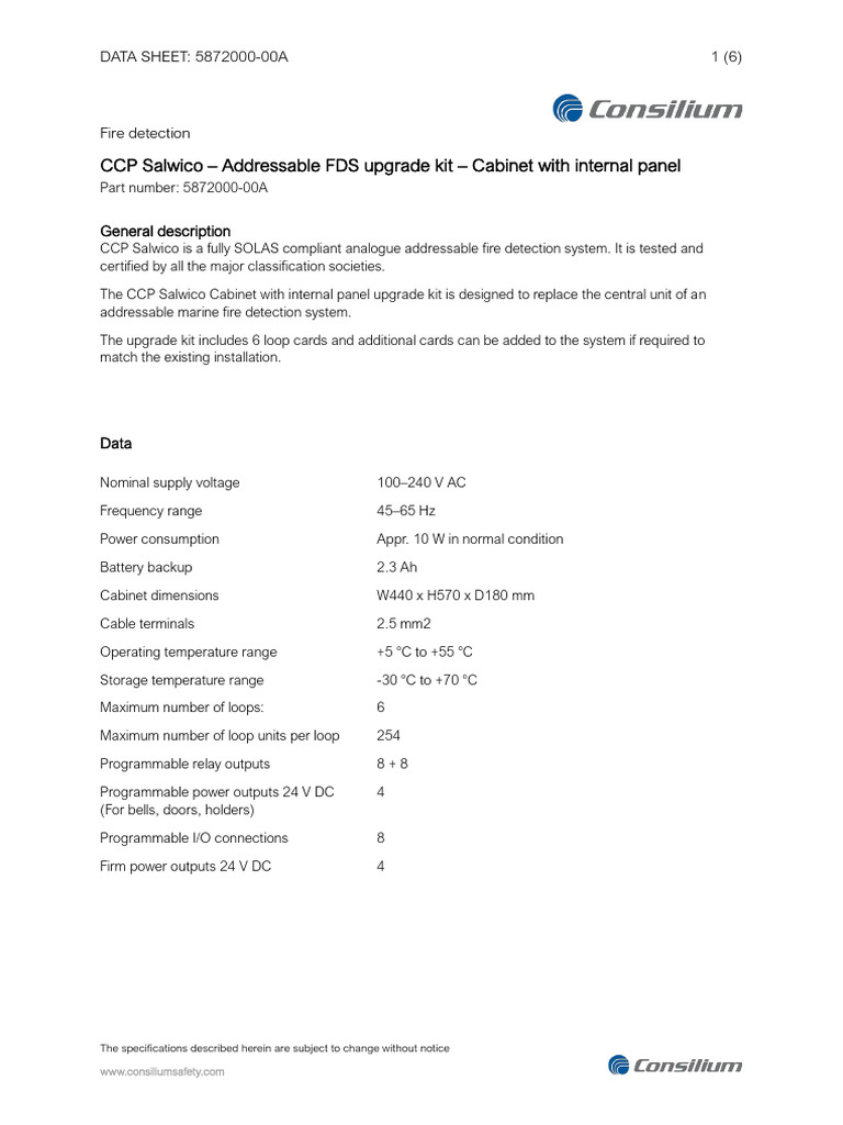 5872000-00A_Data sheet_Internal panel_Addressable | PDF