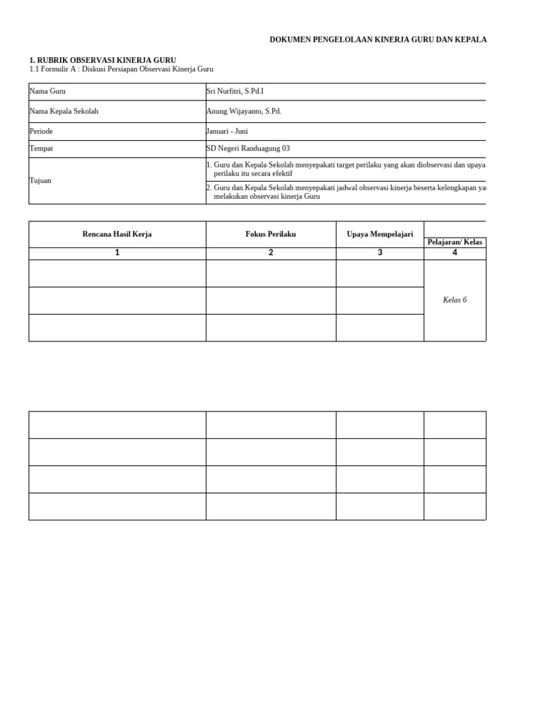 Form ABCD Observasi Guru - Copy | PDF
