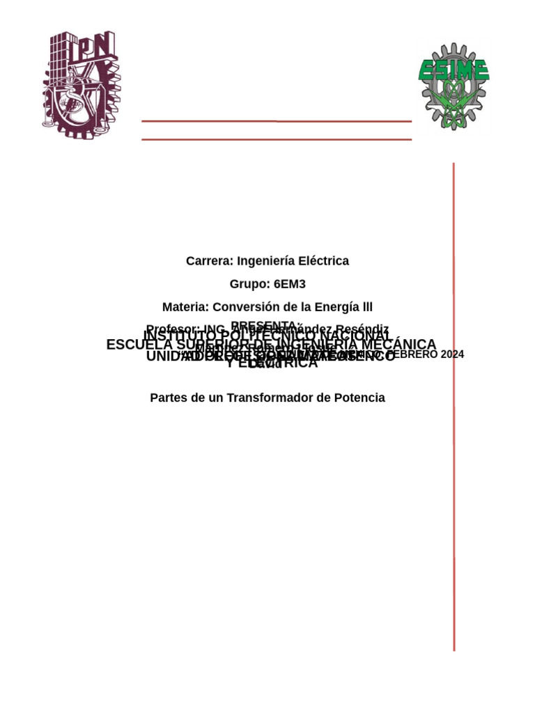 Partes de Un Transformador de Potencia | PDF Partes de Un Transformador de Potencia | PDF