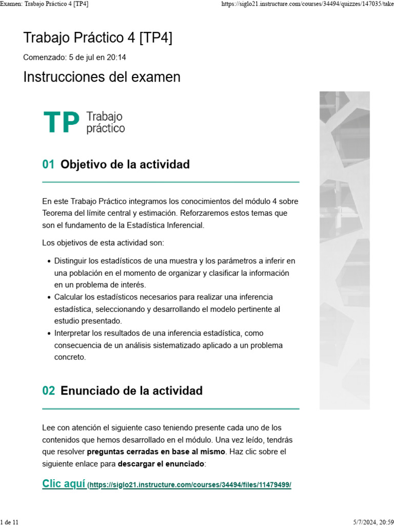 Examen - Trabajo Práctico 4 (TP4) | PDF
