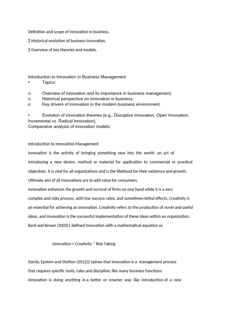 Definition and Scope of Innovation in Business | PDF | Innovation ...