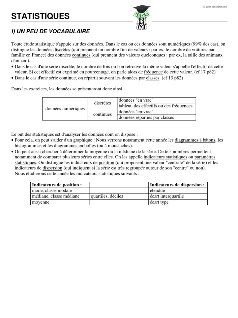 Cours Stat Descriptif | PDF