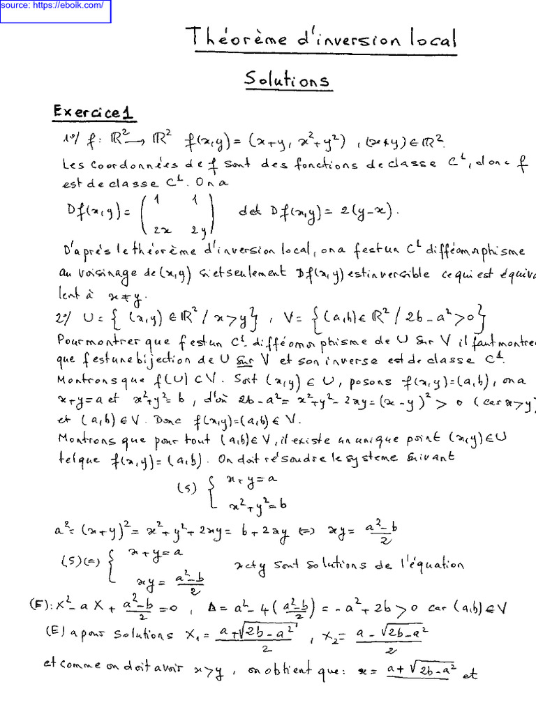Exercices Calcul Differentiel 7 | PDF