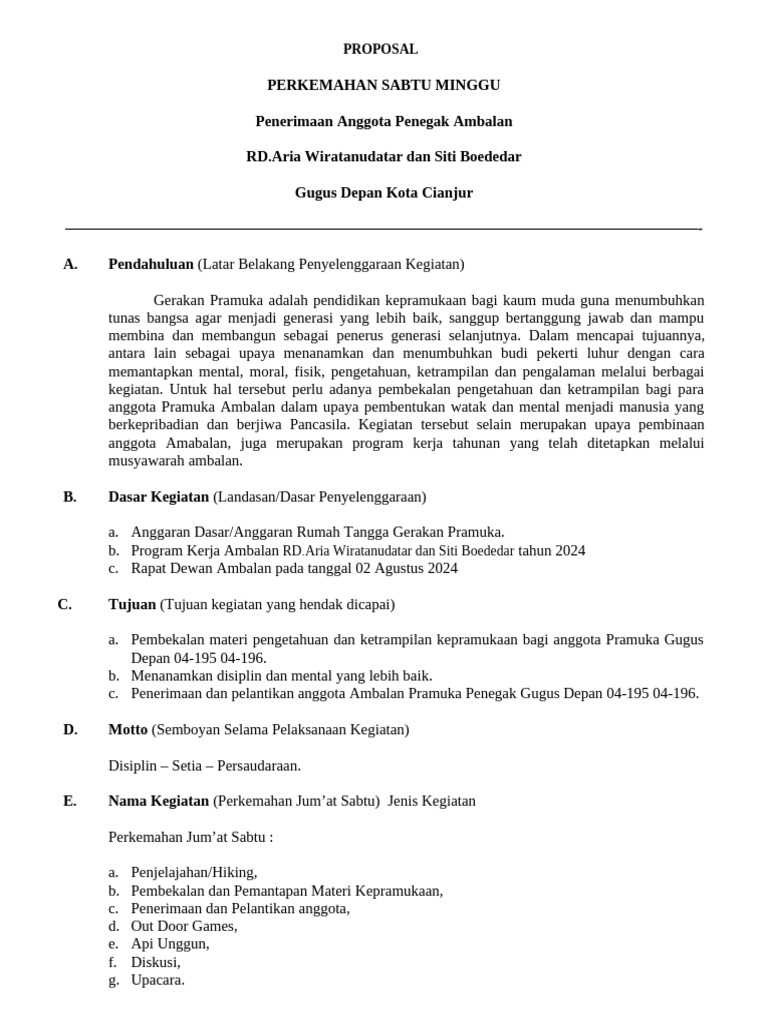 Proposal Kegiatan Persami | PDF