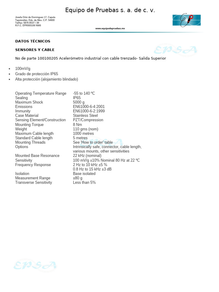 Datos Técnicos | PDF