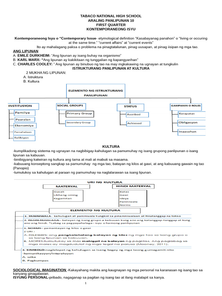Handouts AP10 1st Quarter | PDF