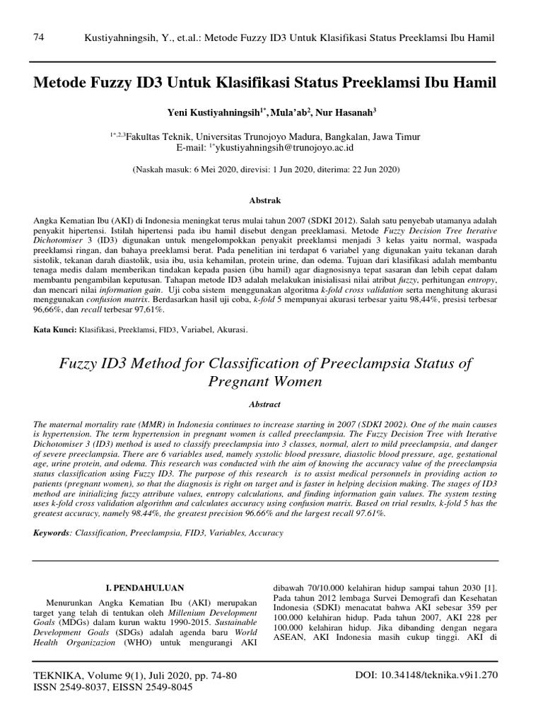 Metode Fuzzy Id3 Untuk Klasifikasi Statu 32579246 | PDF