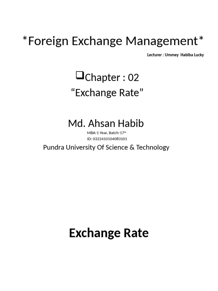 Foreign Exchange Rate | PDF