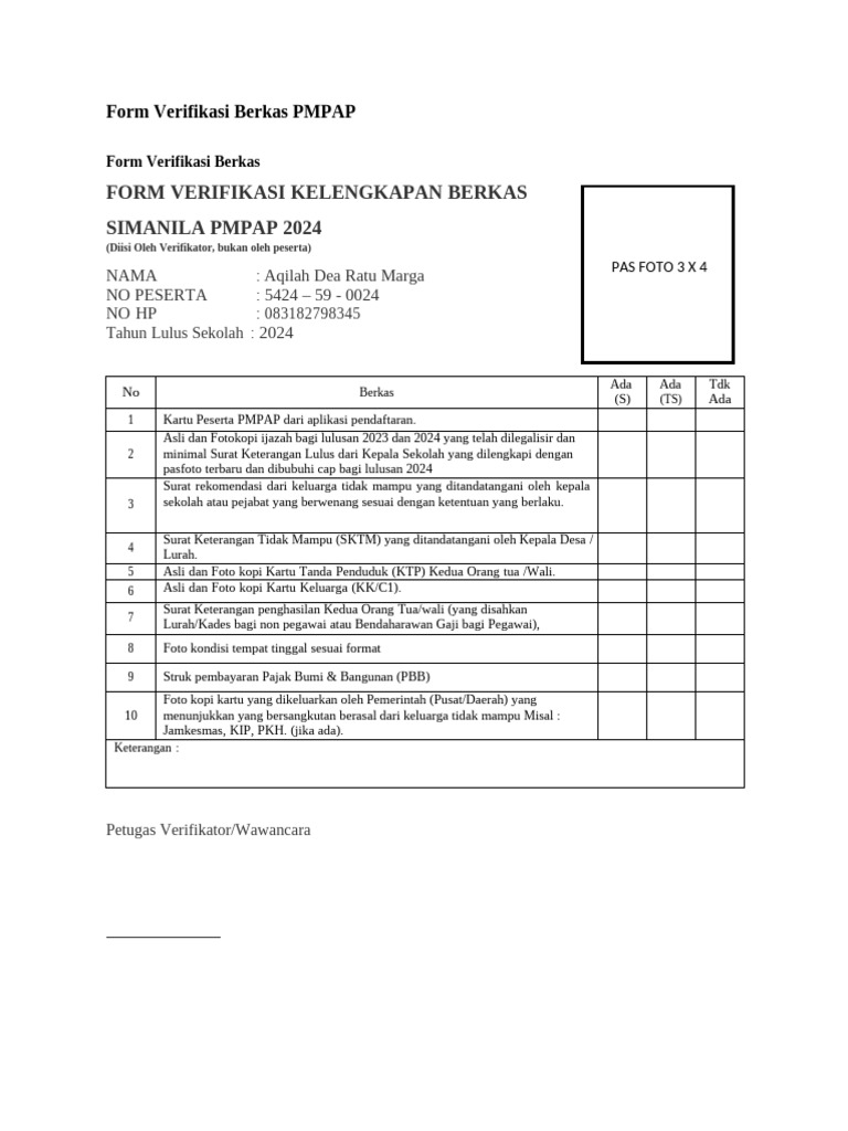 FORM-lampiran-PMPAP Terbaru | PDF