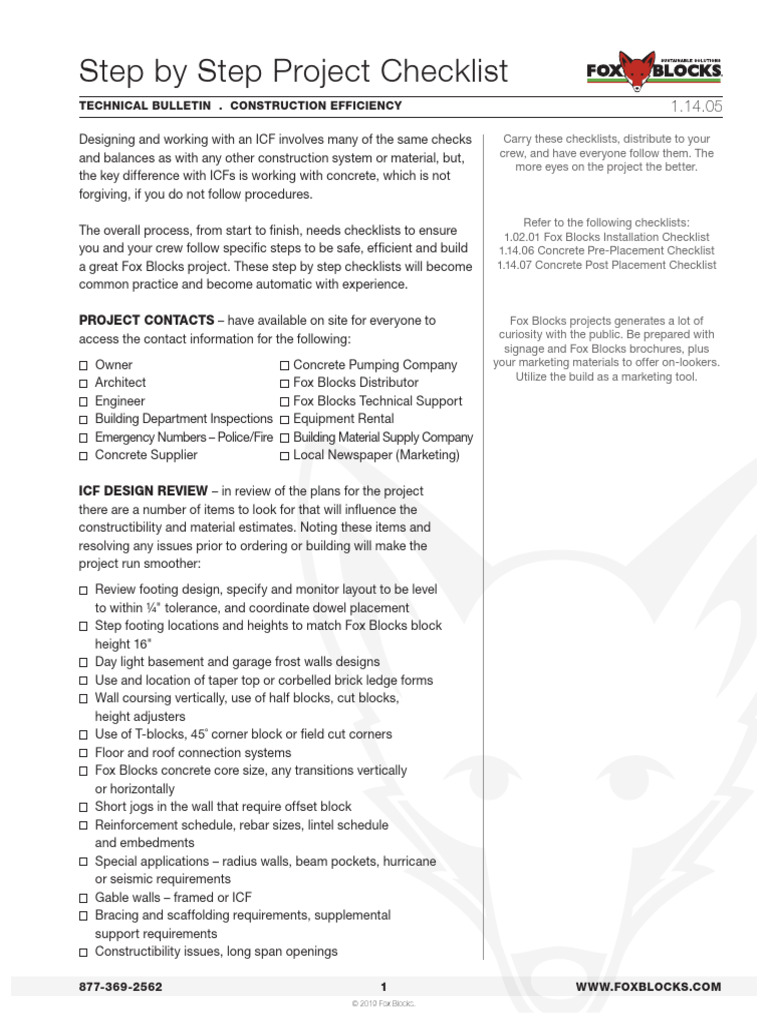 1.14.05 Step by Step Project Checklist 2 | PDF | Concrete | Wall