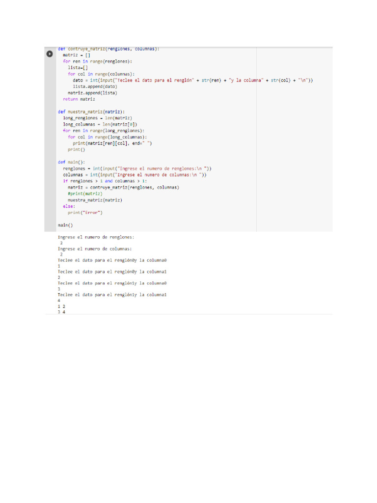 Evidencia ActClase 18 Construcción de Programas Que Utilizan Matrices Como Listas de Listas | PDF