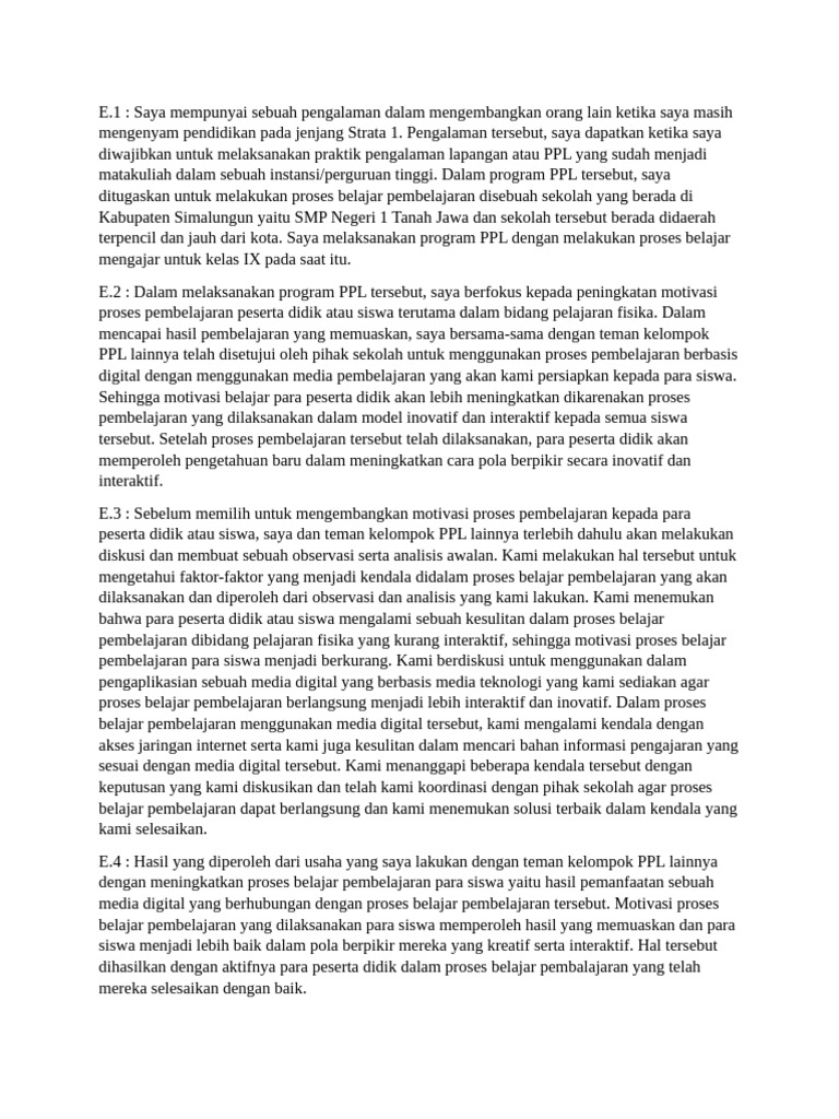 Essai Bagian E1, E2, E3, E4 | PDF