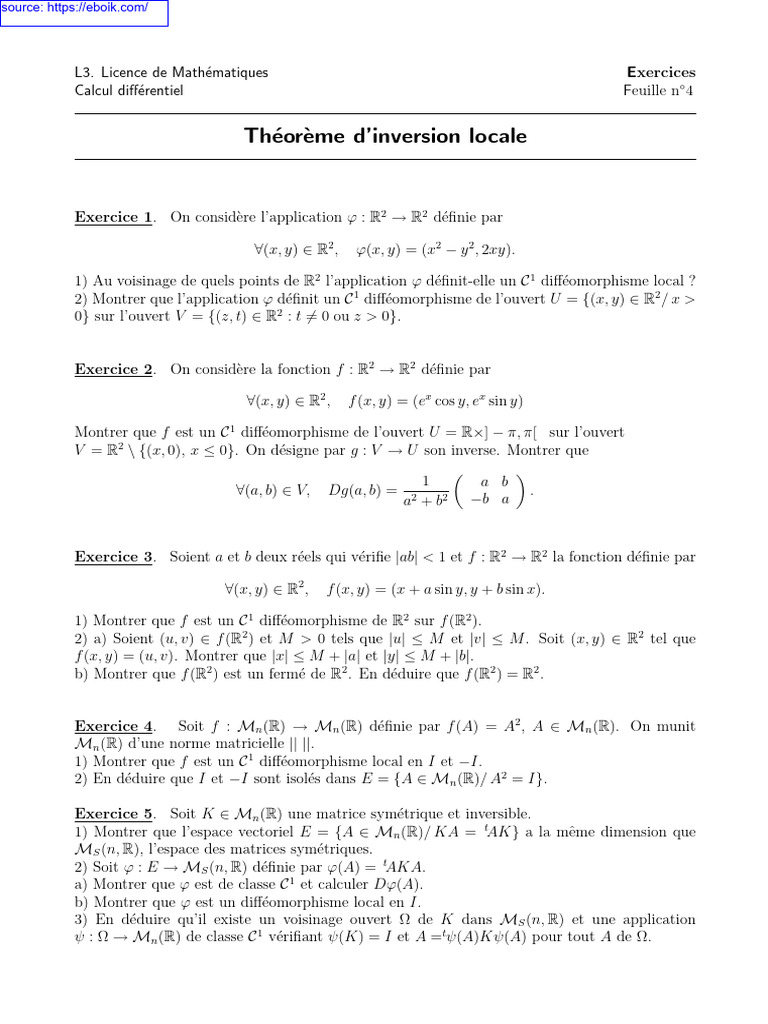 TD4 Calcul Differentiel | PDF