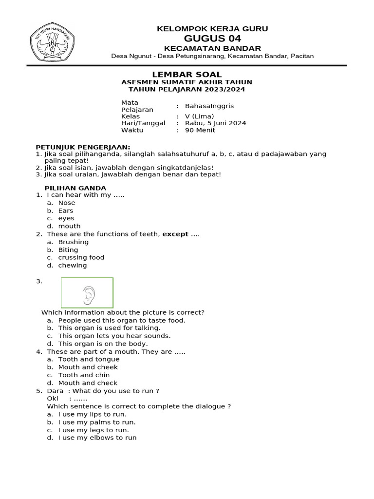 SAS Bahasa Inggris Kelas 5 | PDF