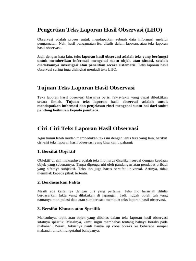 Pengertian Teks Laporan Hasil Observasi Beserta Struktur Dan Penjelasannya | PDF | Seni ...