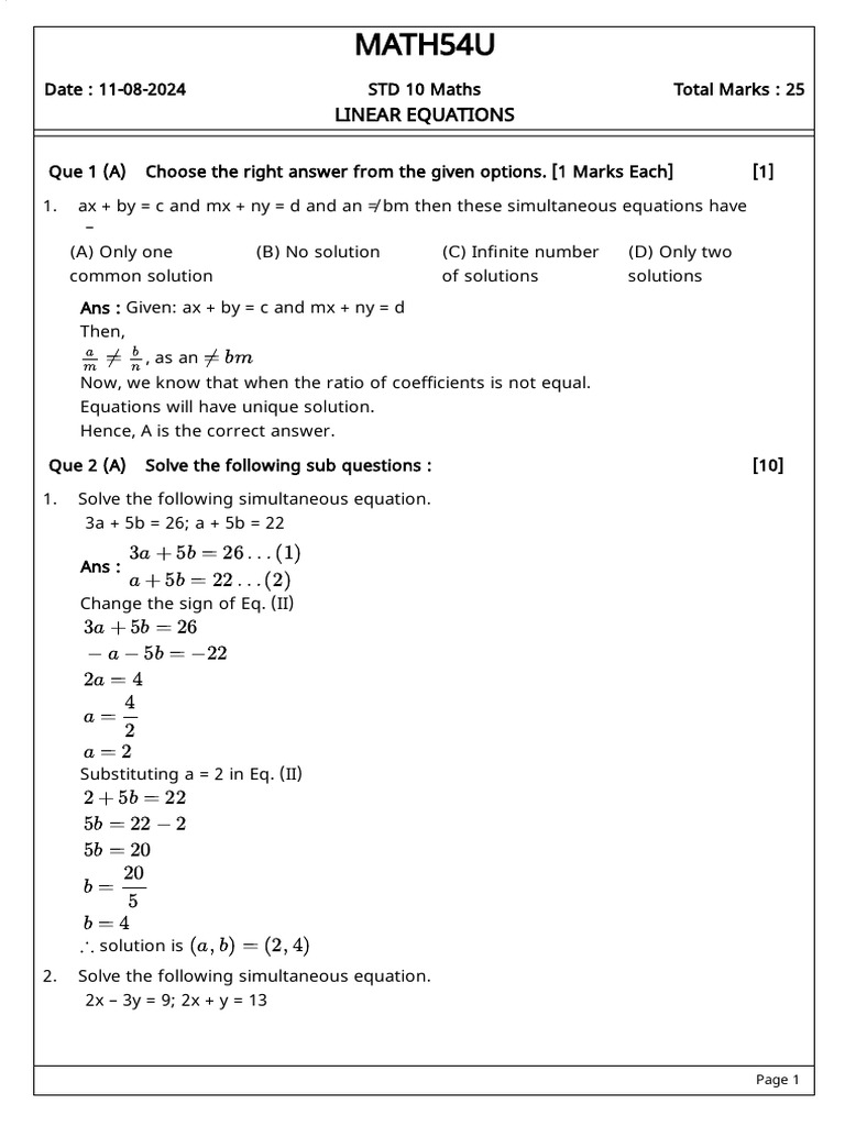 10 LINEAR - Solutions | PDF