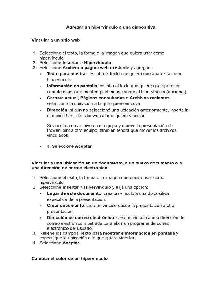 Agregar Un Hiperv-Nculo A Una Diapositiva | PDF