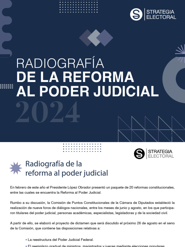 Strategia Electoral.- Radiografía de la reforma al Poder Judicial | PDF