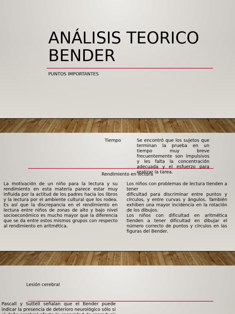 Análisis Teorico Bender | PDF