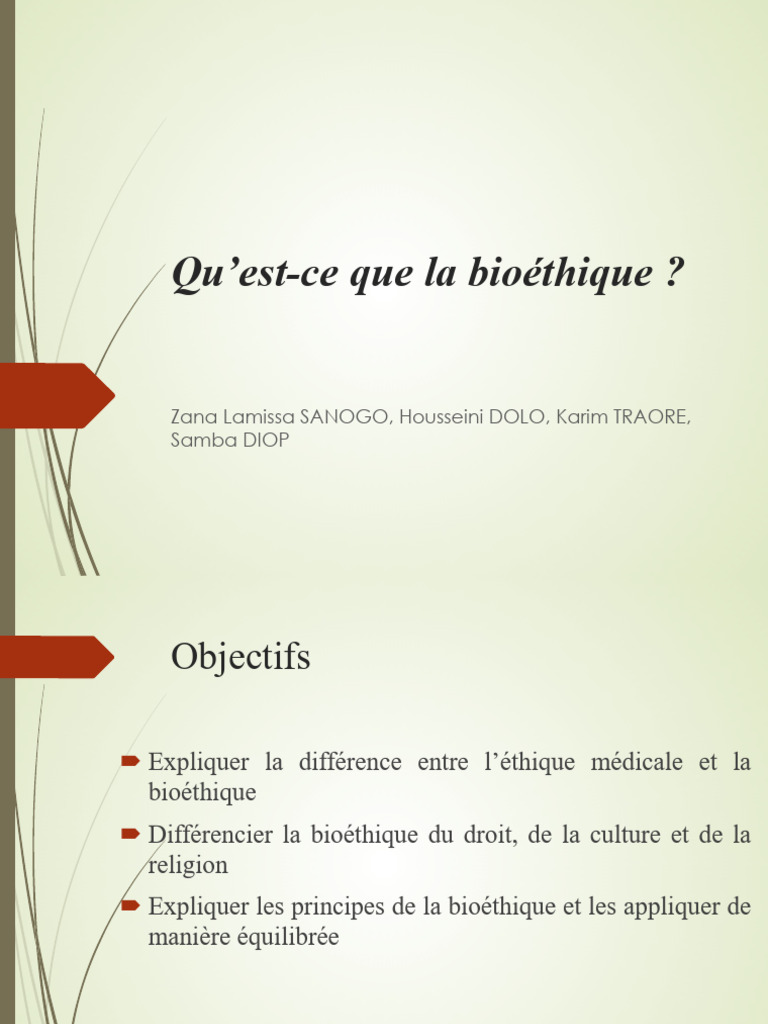 C3 Bioéthique Concepts Champs Finalités | PDF