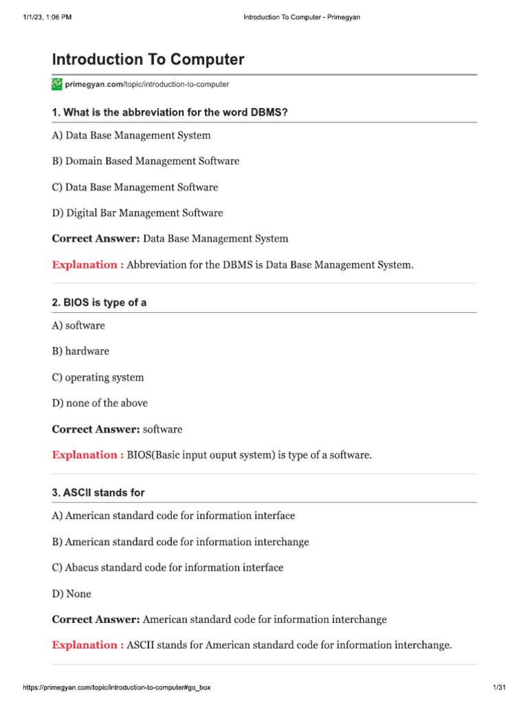 C1-Introduction To Com, MCQ - 240820 - 160711 | PDF
