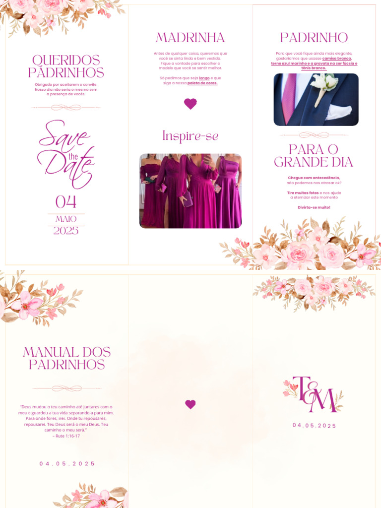 A4 Manual Dos Padrinhos Casamento Delicado Floral Rosa e Marrom | PDF