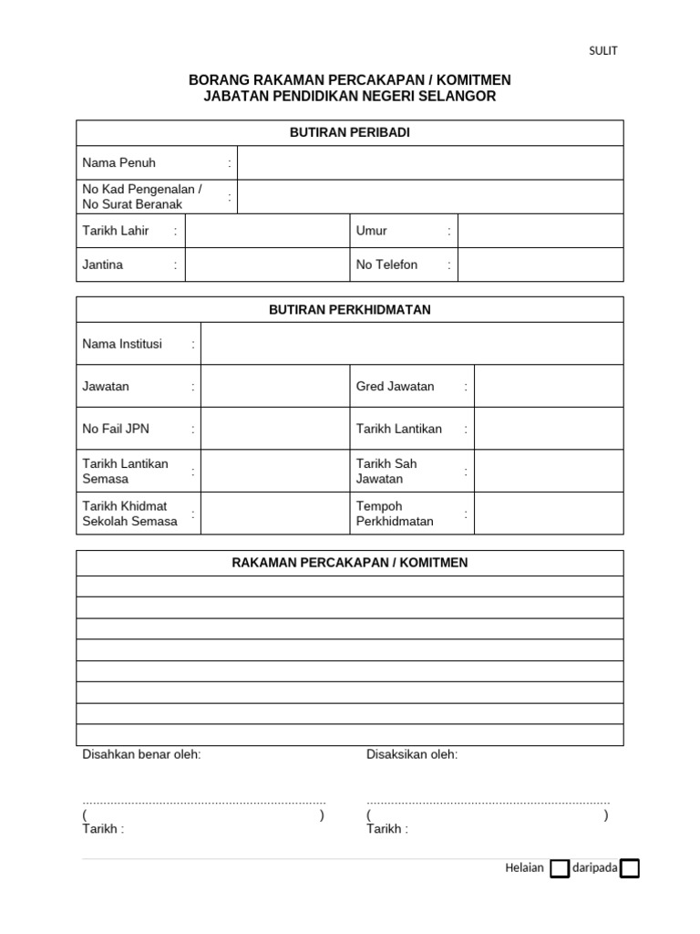Borang Rakaman Percakapan | PDF