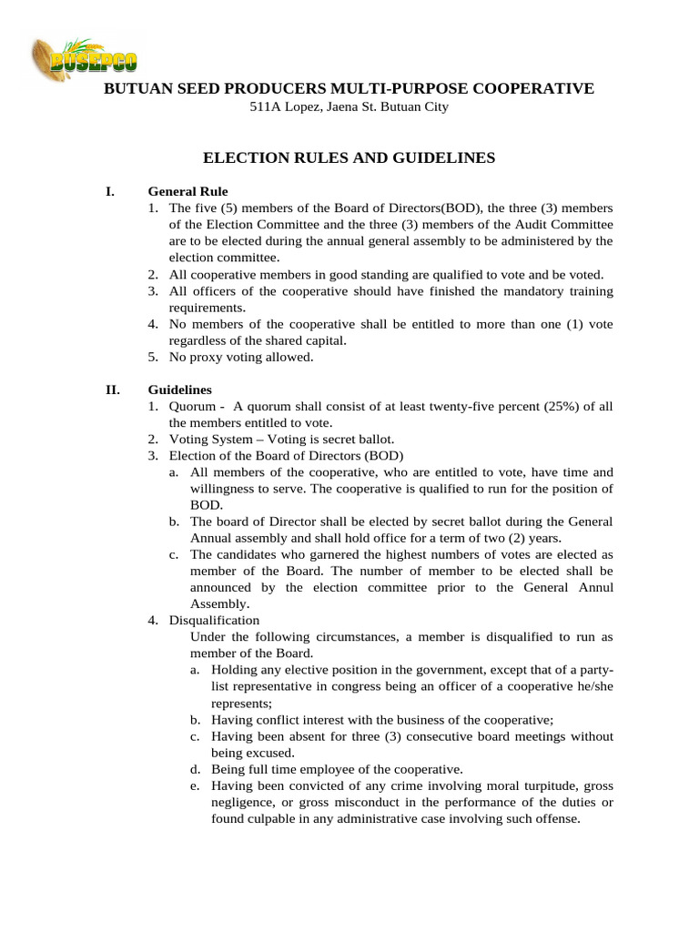 Election Rules and Guidelines 1 | PDF