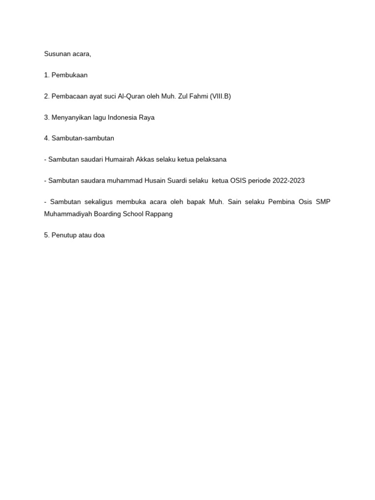 Susunan Acara | PDF