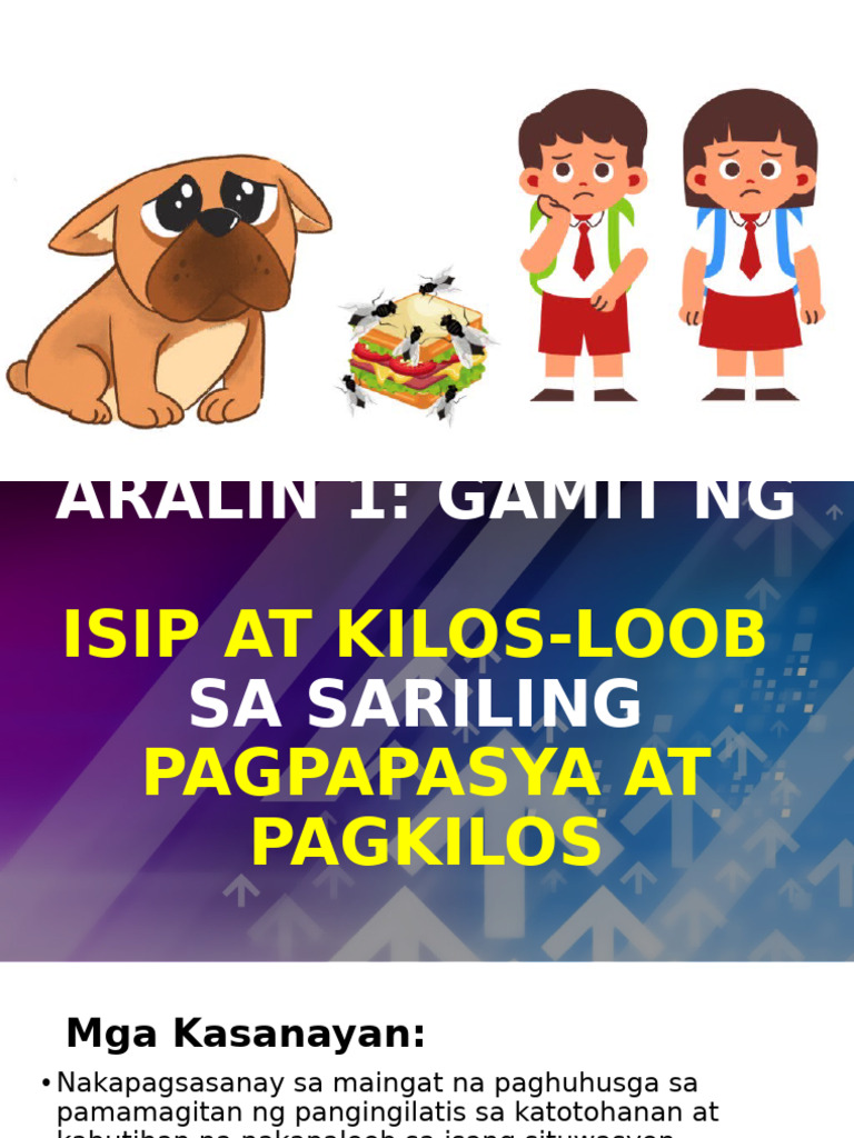 Aralin 1 Gamit NG Isip at Kilos Loob Sa Sariling Pagpapasya at Pagkilos ...