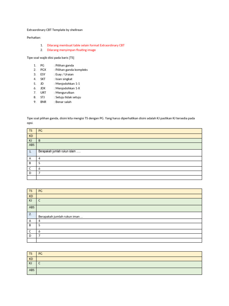 Format Input Soal Doc Aqidah. | PDF