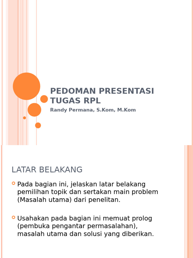 Pedoman Presentasi Tugas RPL | PDF