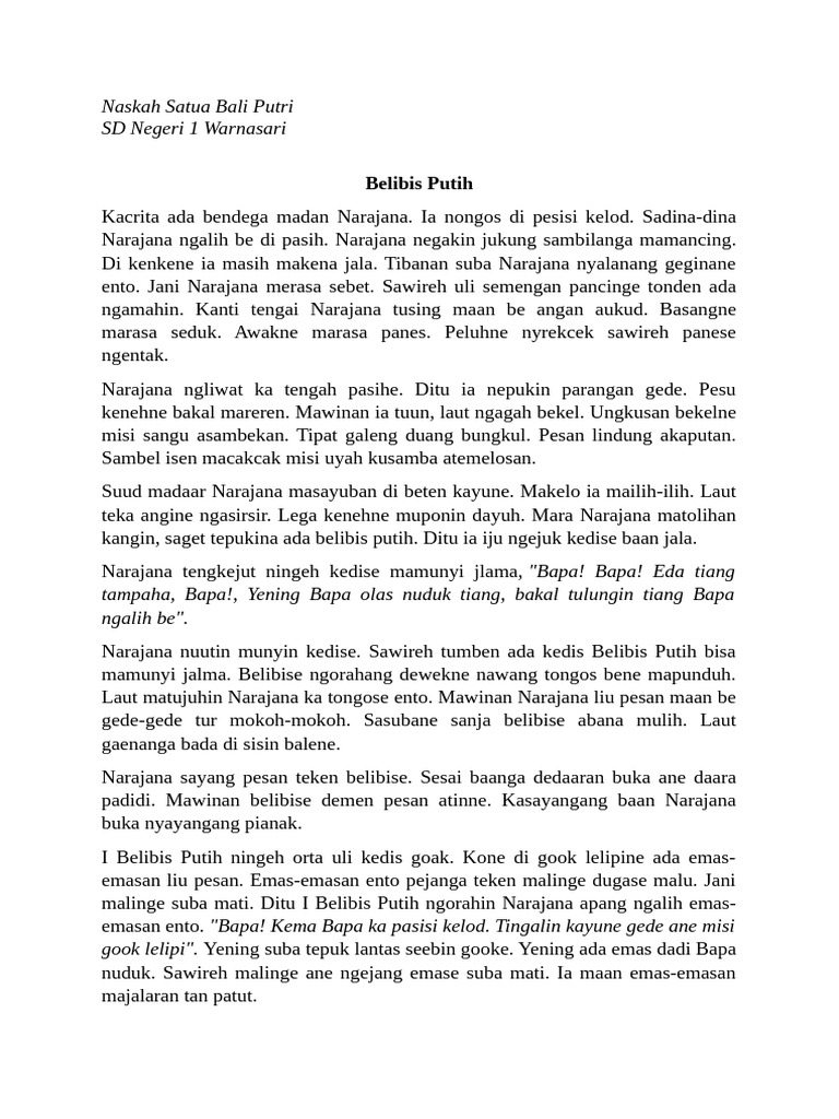 Naskah Satua Bali | PDF