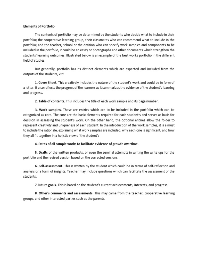 Elements of Portfolio | PDF