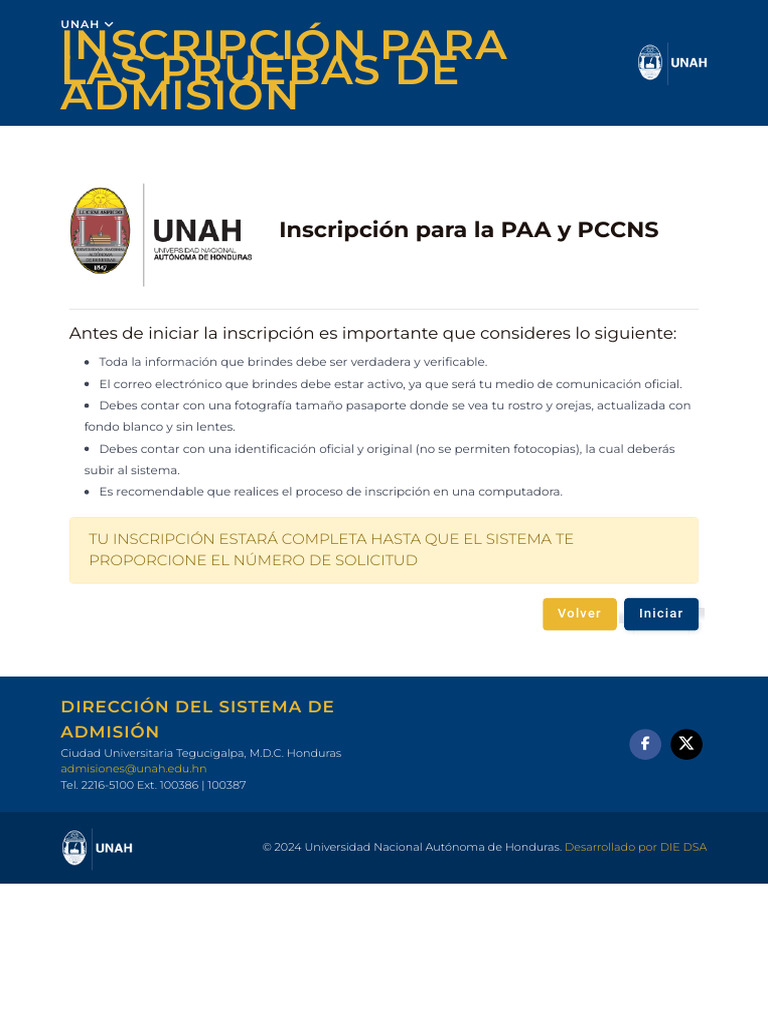 Inscripcion - Admisiones UNAH 2 | PDF