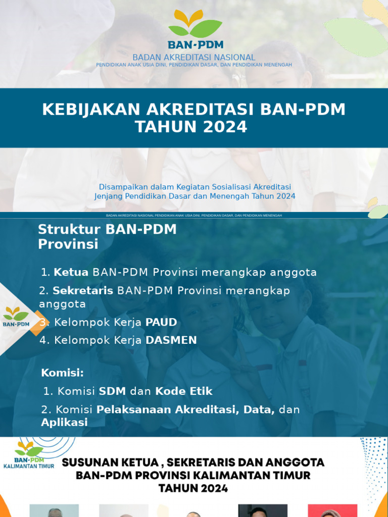 Kebijakan BAN PDM Untuk Bimtek Dasmen 2024 Bu Ika SD Kutim | PDF