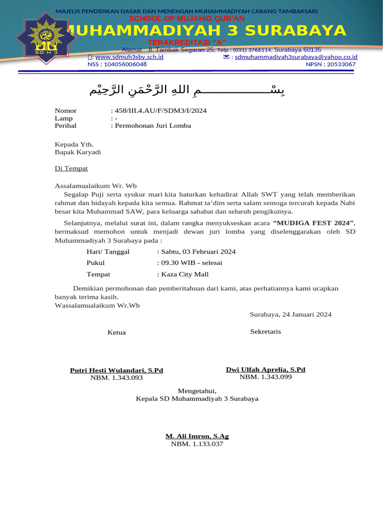 Surat Permohonan Juri Lomba Pdf