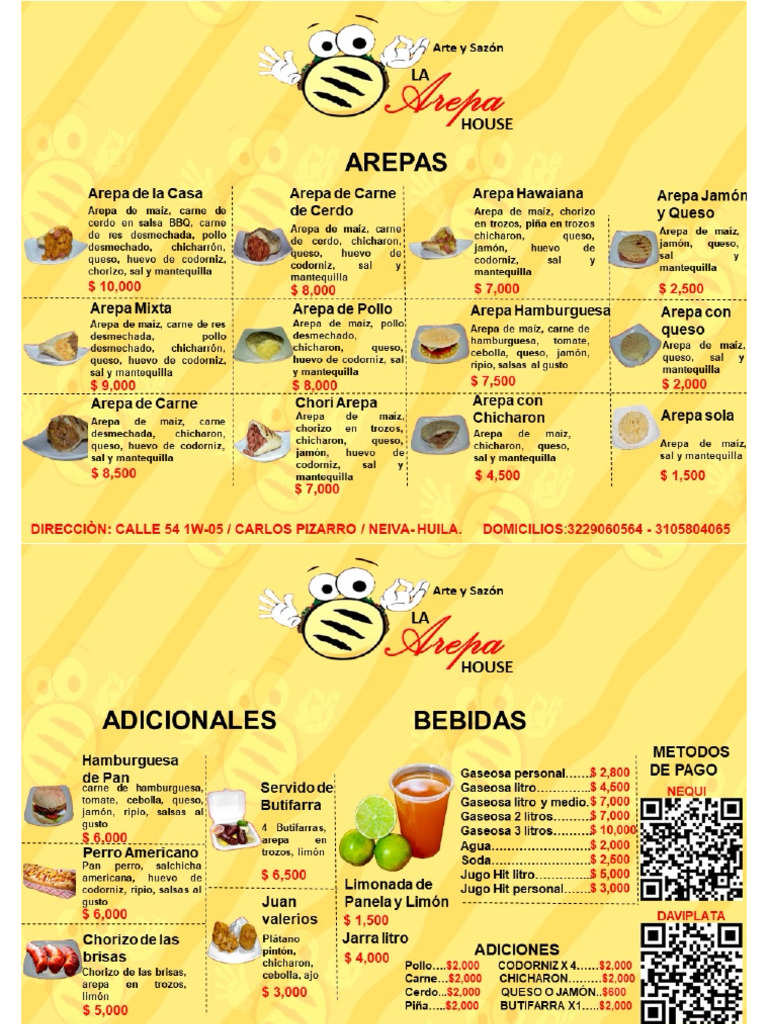 Carta Arepa House Actualizada | PDF