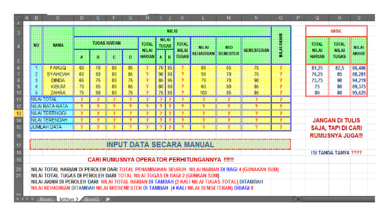 Tugas EXCEL Latihan 2 (Fungsi Statistik) | PDF
