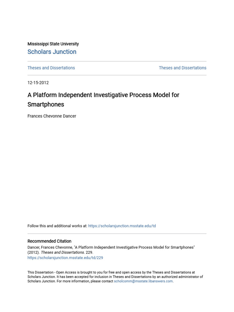 A Platform Independent Investigative Process Model For Smartphone | PDF ...