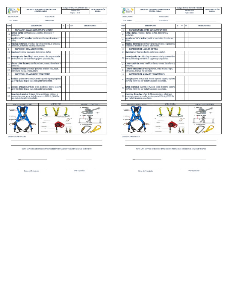 Check List - Arnés | PDF