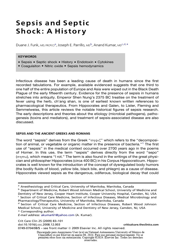 Sepsis Medicina History | PDF